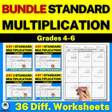Standard Algorithm Long Multiplication Worksheets Bundle Made By Teachers