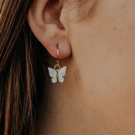 Butterfly Hoop Earrings Gold Filled Or Sterling Silver Hoops Acrylic