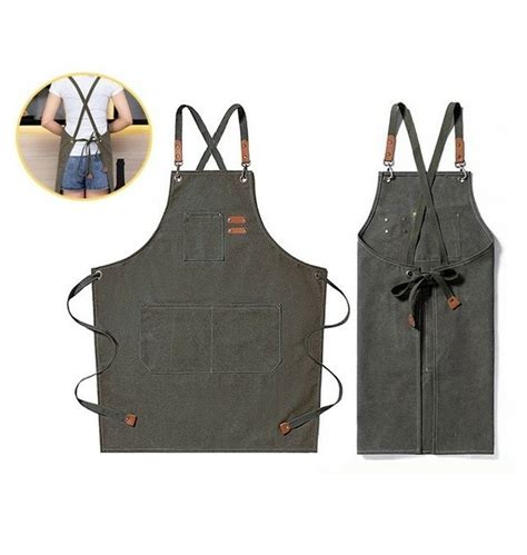 캔버스 작업 빈티지앞치마 프리미엄 내구성강한 빈티지 공방 약68x75cm 생활방수 앞치마카키 다용도 주방 티몬