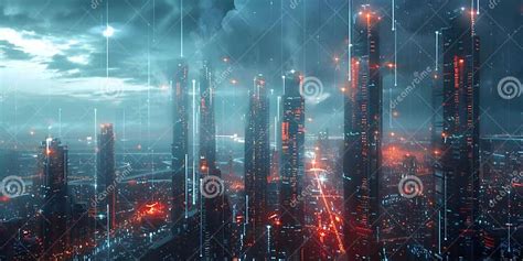 Evolution Of Cybersecurity Futuristic Cityscape With Secure Data Towers And Encrypted Networks