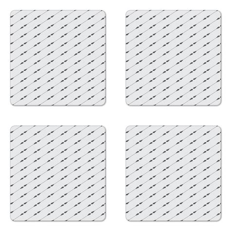 Geometric Coaster Set Of 4 Classic Monochrome Diagonal Lines With Abstract Motifs Ornamental