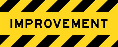 단어 개선이 있는 줄 줄무늬 레이블 배너가 있는 노란색과 검은색 0명에 대한 스톡 벡터 아트 및 기타 이미지 0명 개념