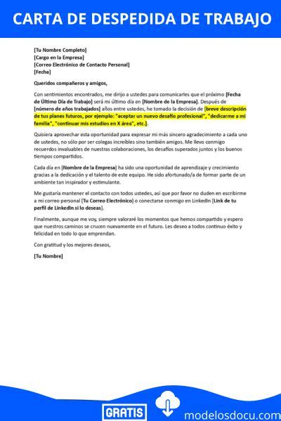 Ejemplos de Carta de Despedida de Trabajo Guía completa
