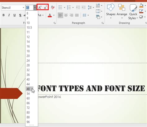 Font Types And Sizes In Powerpoint 2016 For Windows