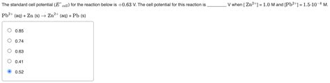 Solved The Standard Cell Potential Eºcell For The Reaction