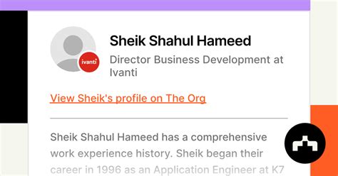 Sheik Shahul Hameed Director Business Development At Ivanti The Org