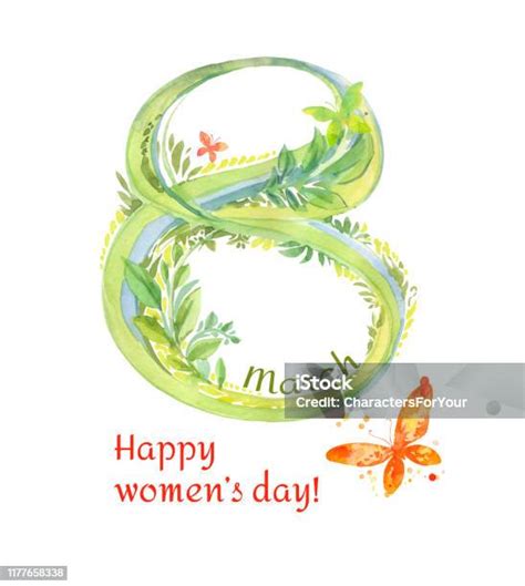 행복한 여성의 날을 축하합니다 엽서 인쇄 편지 장식을위한 수채화 조성물 0명에 대한 스톡 벡터 아트 및 기타 이미지 0명 8 International Womens