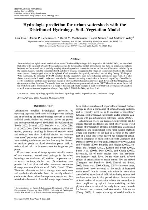 Pdf Hydrologic Prediction For Urban Watersheds With The Distributed