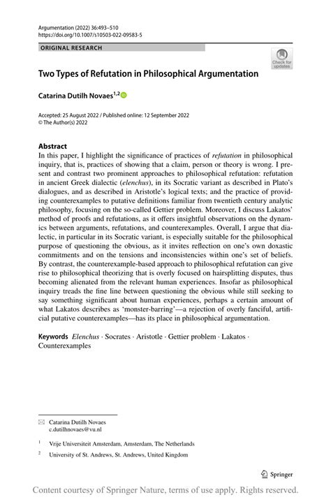 Pdf Two Types Of Refutation In Philosophical Argumentation