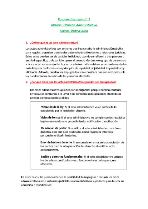 Foro De Discusión N1 Derecho Administratvo Foro De Discusión N° 1