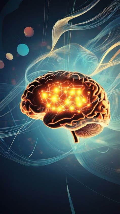 Human Brain Showing Neural Network And Data Flowing Through It Stock
