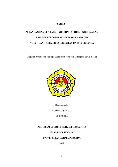 Skripsi Perancangan Sistem Monitoring Suhu Menggunakan