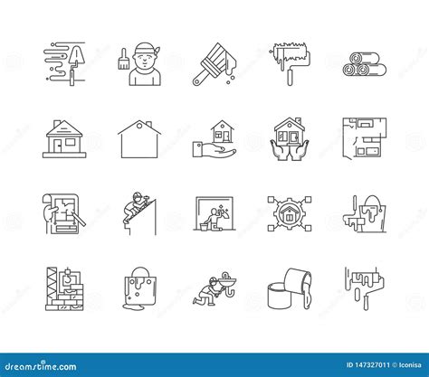 House Renovation Line Icons Signs Vector Set Outline Illustration Concept Stock Vector