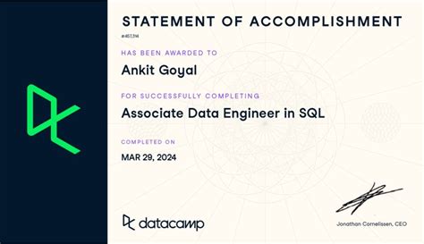 Earned Sql Certification With Datacamp Ankit Goyal Posted On The Topic Linkedin