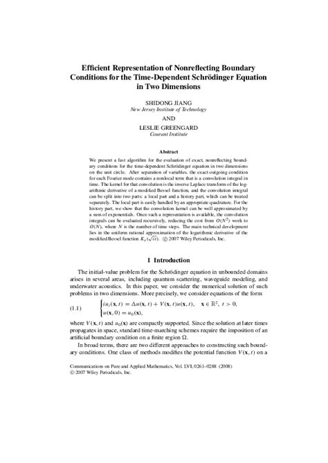 Pdf Efficient Representation Of Nonreflecting Boundary Conditions For