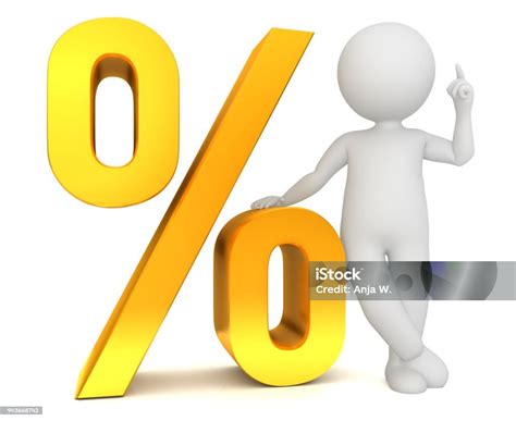 백분율 백분율 기호 할인율 골든 아이콘 3d 남자 그림 사람 흰색 배경으로 컷을 손 위로 서명 3차원 형태에 대한 스톡 사진 및 기타 이미지 Istock