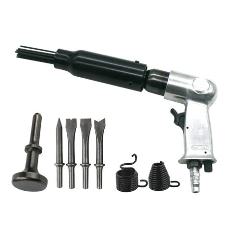 Itselfer 19 Needle Air Hammer Chisel Pneumatic Chipping Hammer Rust Removal Tool Black Silver