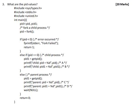 Solved What Are The Pid Values Marks Chegg