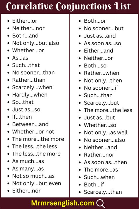 Correlative Conjunctions Definition And Example Sentences MR MRS ENGLISH