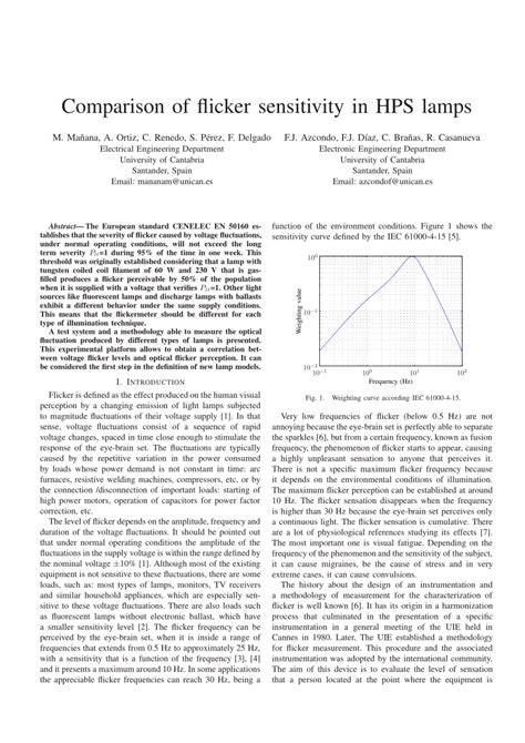 Pdf Comparison Of Flicker Sensitivity In Hps Lamps