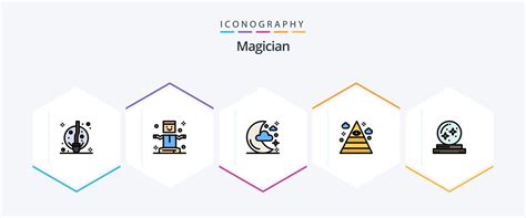 magician 25 filledline icon pack including crystal triangle half