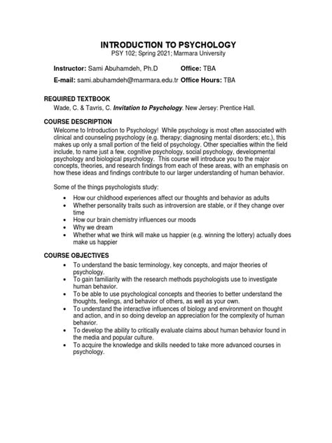 syllabus introduction to psychology spring 2021 pdf psychology