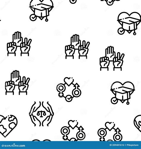 Tolerance Seamless Pattern With Thin Line Icons Gender Racial National Religious Sexual