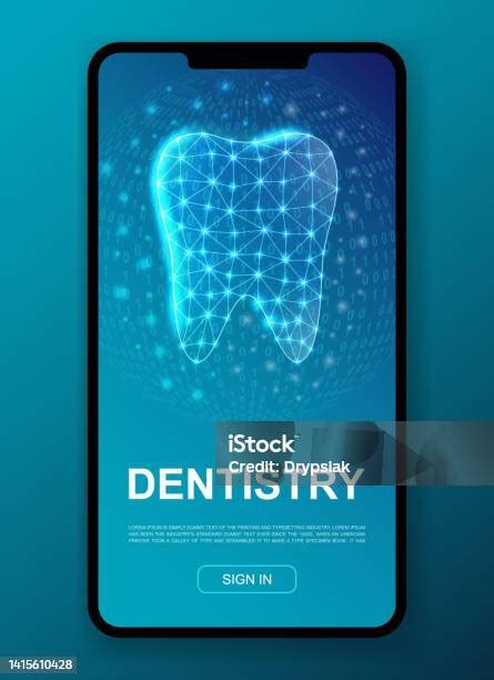 Ui에 대한 치아 3d 다각형 기호 Ux 디자인 템플릿 모바일 앱 디자인을위한 낮은 폴리 치과 그림 구내과 일러스트 개념 건강