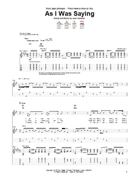 As I Was Saying By Jack Johnson Guitar Tab Guitar Instructor