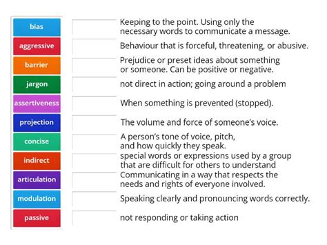 Assertive Vocabulary Match Up