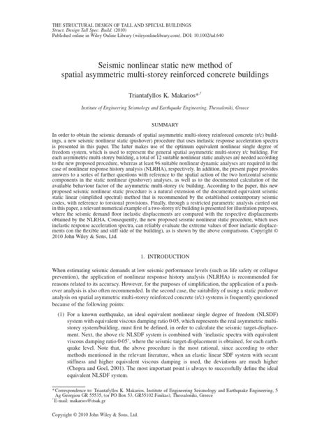 Seismicnonlinearstaticnewmethodofs Pdf Earthquake Engineering