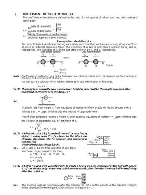 Coefficient Of Restitution E Very Heavy Object Pdf Collision Momentum