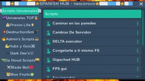 Universal Script Spanish Hub V Roblox Scripts ScriptBlox