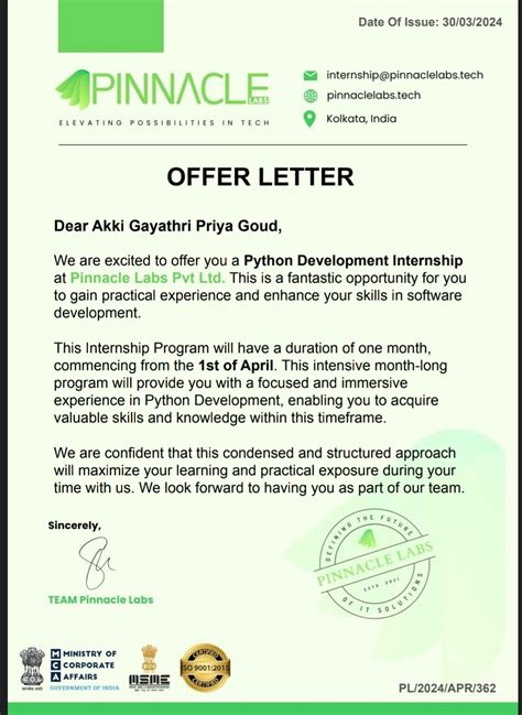 Gayathri Priya Goud Akki On Linkedin Pinnaclelabs Internship2024