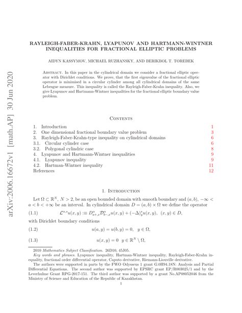 Pdf Rayleigh Faber Krahn Lyapunov And Hartmann Wintner Inequalities For Fractional Elliptic
