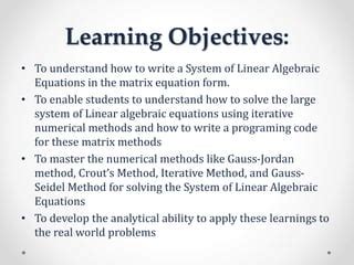 Crout S Method For Solving System Of Linear Equations PPTX