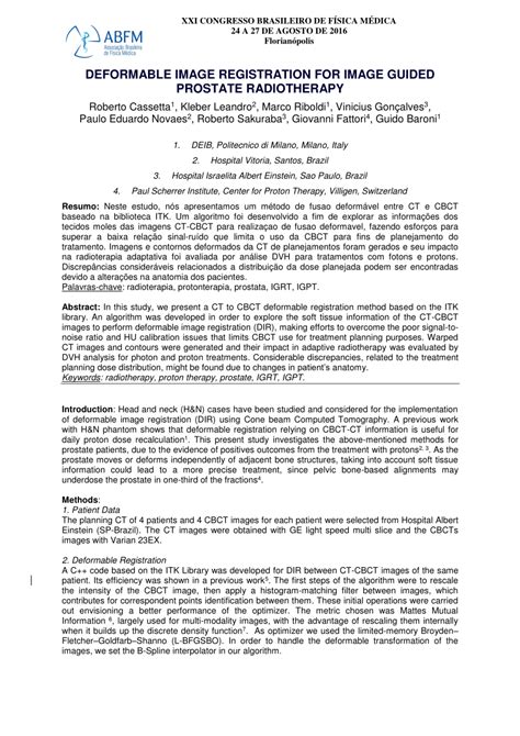 Pdf Deformable Image Registration For Image Guided Prostate Radiotherapy