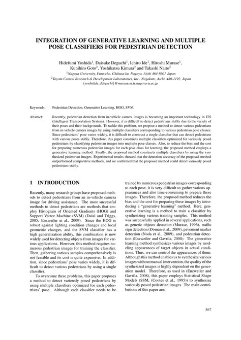Pdf Integration Of Generative Learning And Multiple Pose Classifiers