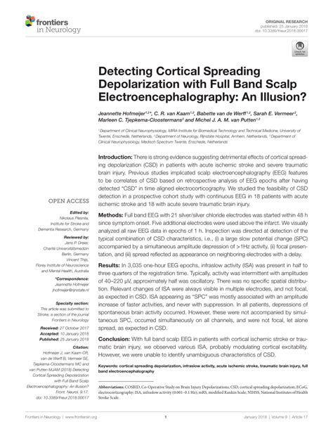 Pdf Detecting Cortical Spreading Depolarization With Full Band Scalp