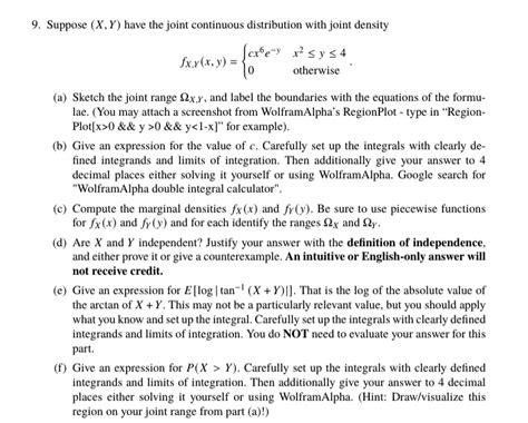 Solved 9 Suppose Xy Have The Joint Continuous