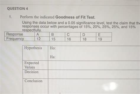 Solved 1 Perform The Indicated Goodness Of Fit Test Using