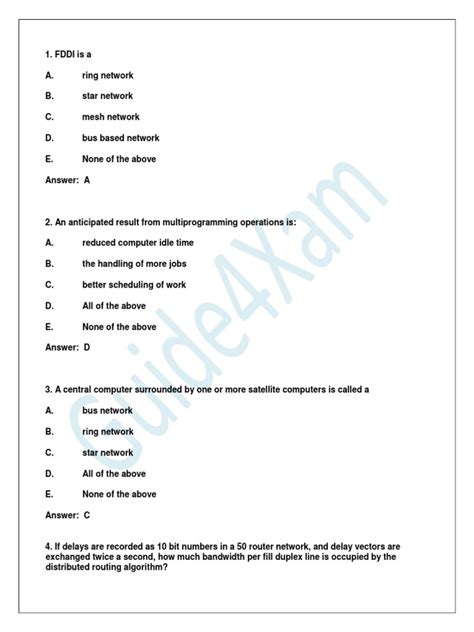 Fddi Networking Fundamentals Quiz Pdf Routing Internet Protocols
