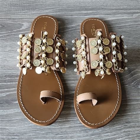 Torgeis Shoes Torgeis Eden Womens Leather Coin Charm Sandals Size