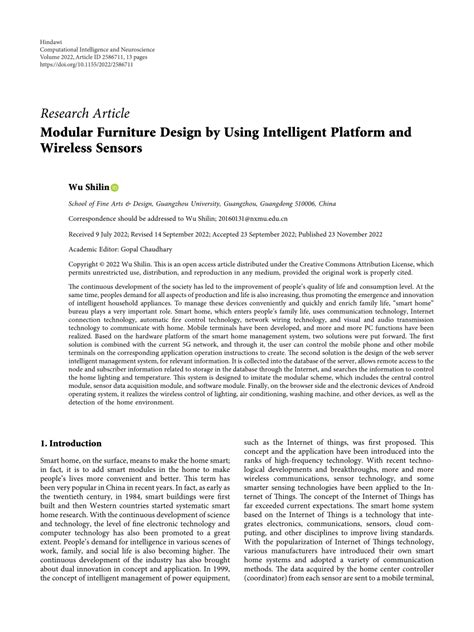 PDF Modular Furniture Design By Using Intelligent Platform And Wireless Sensors