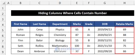 Excel Vba Hide Columns Based On Cell Value 15 Examples