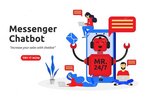Premium Vector Messenger Chatbot Concept Modern Flat Design