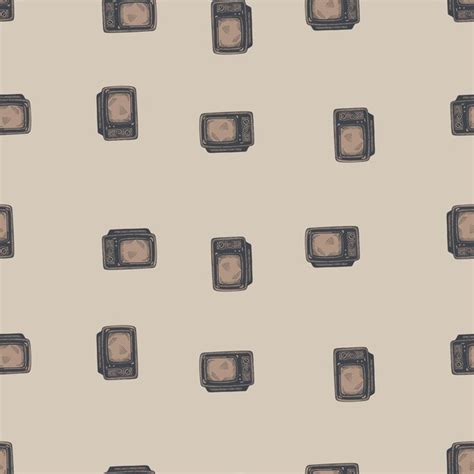 레트로 Tv 새겨진 원활한 패턴 손으로 그린 스타일 빈티지 텔레비전 미디어 장비 프리미엄 벡터