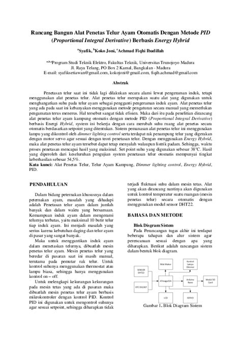 Pdf Rancang Bangun Alat Penetas Telur Ayam Otomatis Dengan Metode Pid Proportional Integral