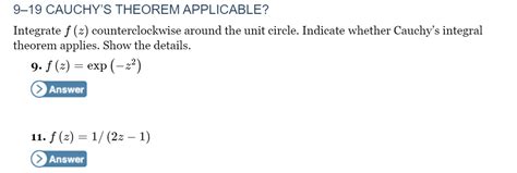 solved 9 19 cauchy s theorem applicable integrate f z