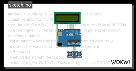 Ultrasound Distance Sensor With LED Wokwi ESP STM Arduino Simulator